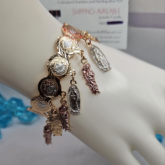Gold-plated | Jewelry | Saint Jude Virgin Mary Coins Bracelet Gold ...
